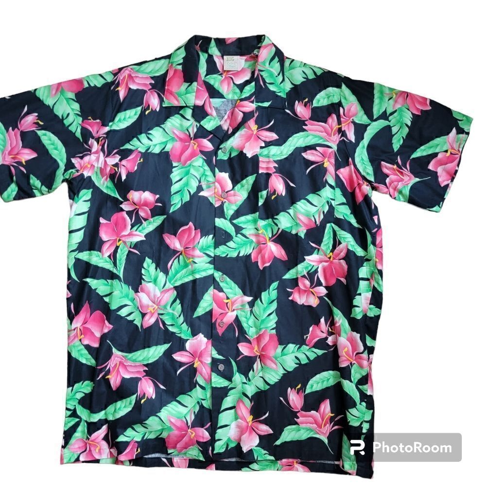 Big Kanaka Men's Vintage Tropical Print Button Up. Si… - Gem